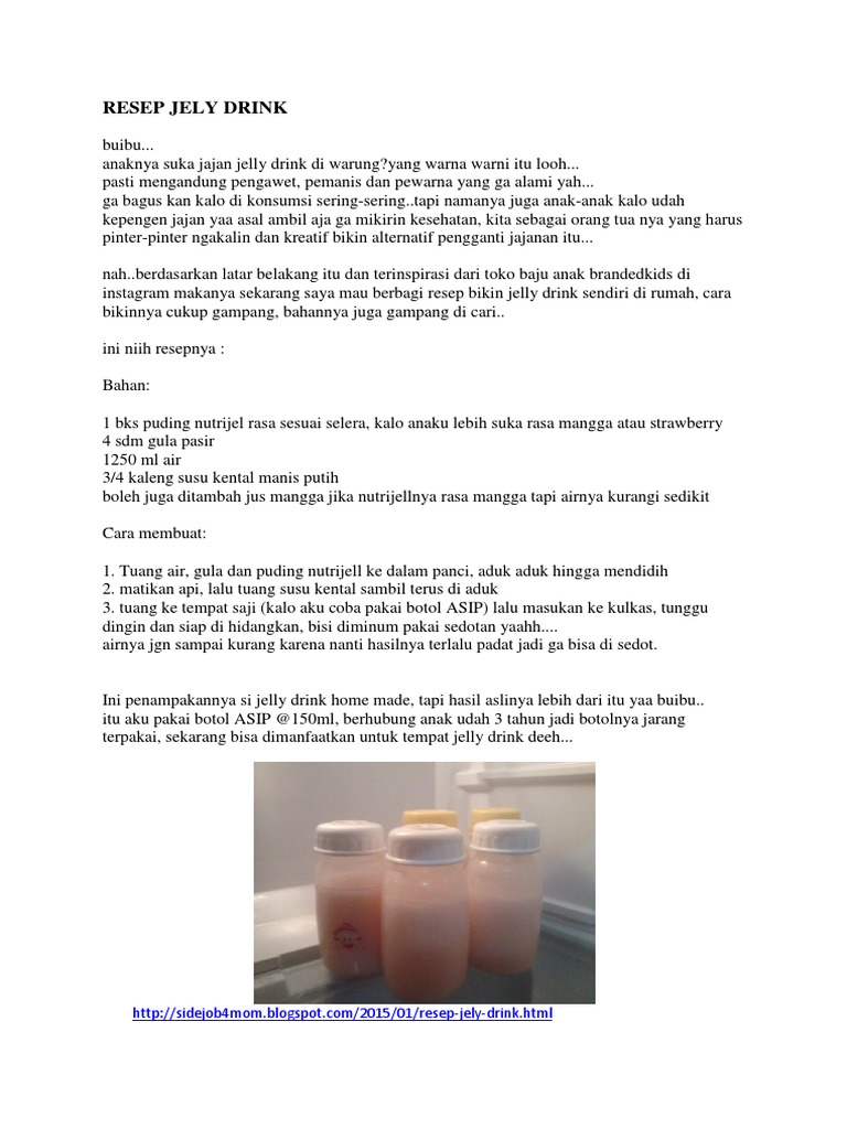 Resep Jelly Drink Homemade Sehat | PDF