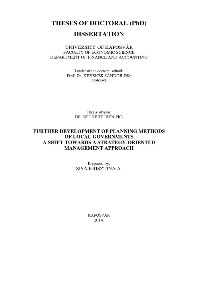 Theses of Doctoral (PHD) Dissertation: University of Kaposvár | PDF | Cluster Analysis ...