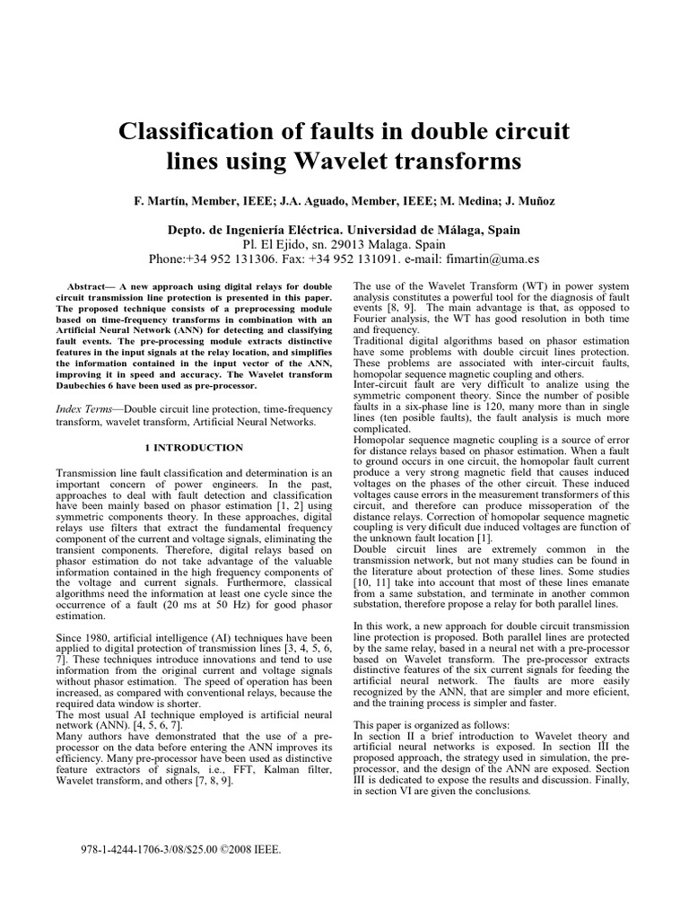 Transmission Line Fault | PDF | Wavelet | Telecommunications Engineering