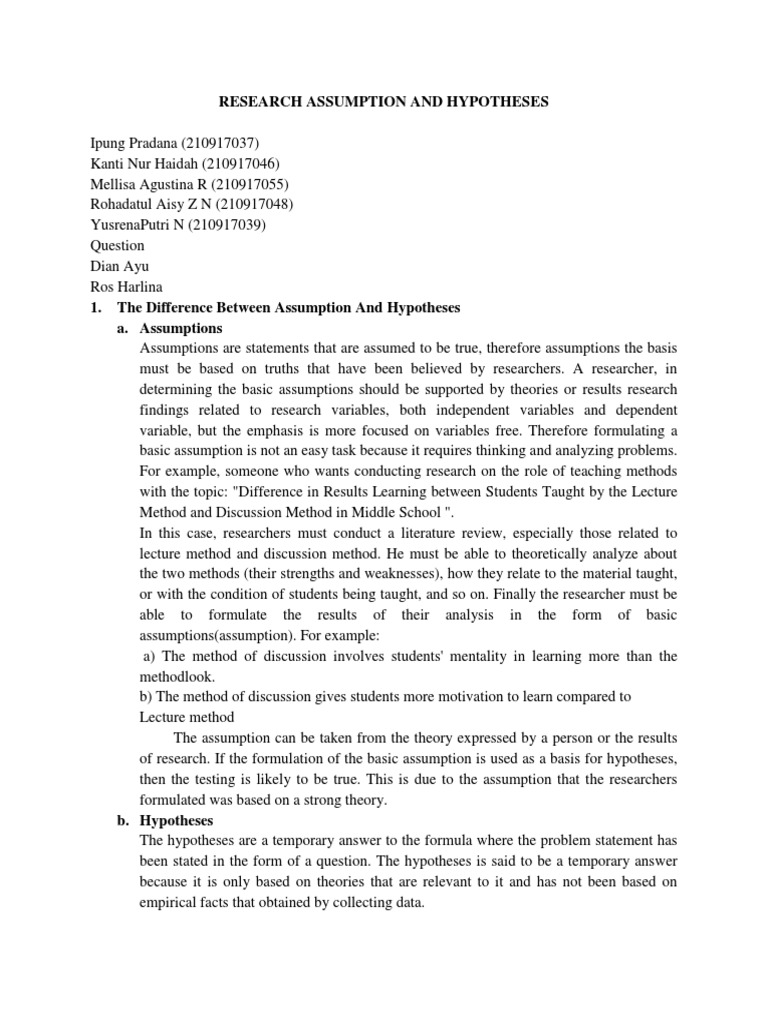 Hypothesis In Research Example