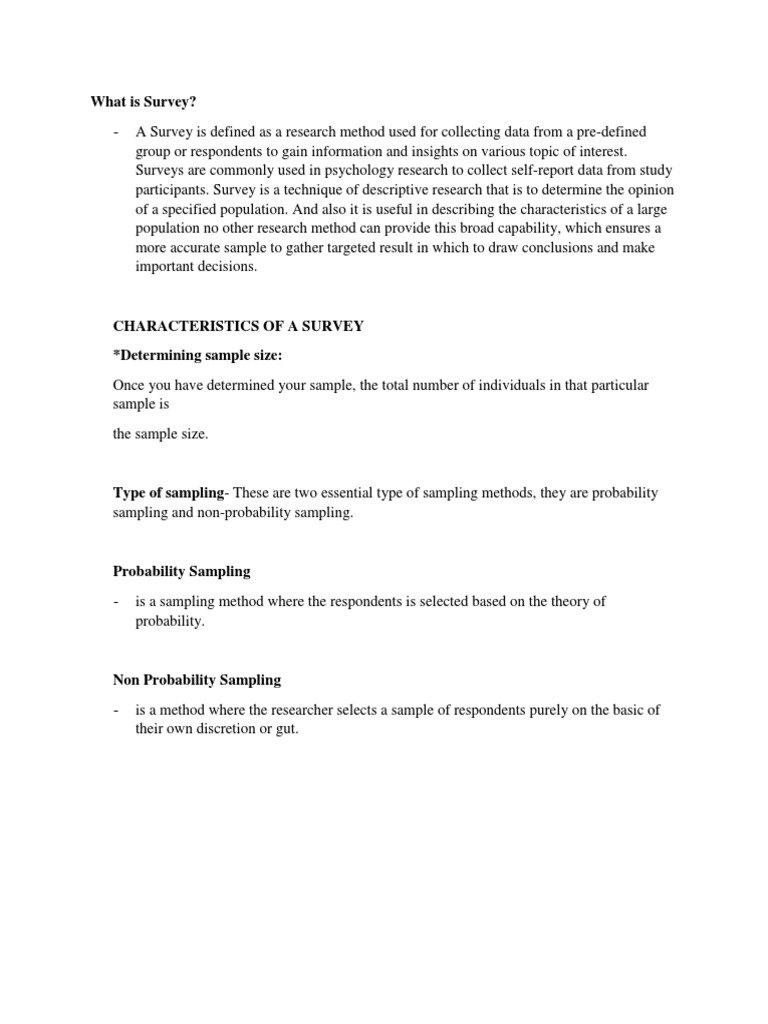 SURVEY | PDF | Survey Methodology | Sampling (Statistics)