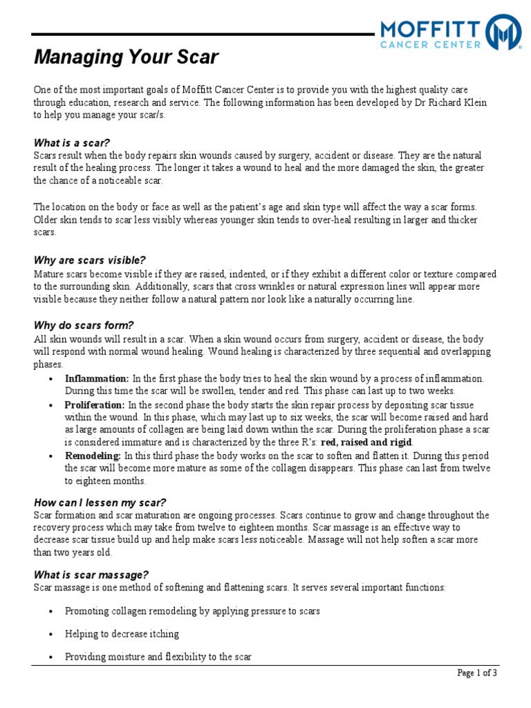 Managing Your Scar | Download Free PDF | Scar | Healing
