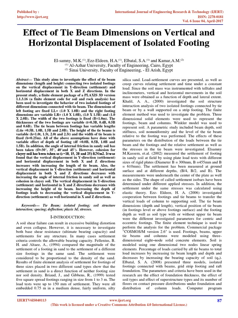 Effect of Tie Beam Dimensions On Vertica PDF | PDF | Beam (Structure) | Stress (Mechanics)