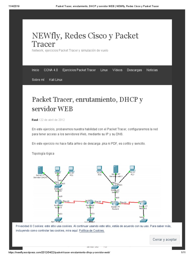 Packet Tracer, Enrutamiento, DHCP y Servidor WEB - NEWfly, Redes Cisco y Packet Tracer | PDF ...