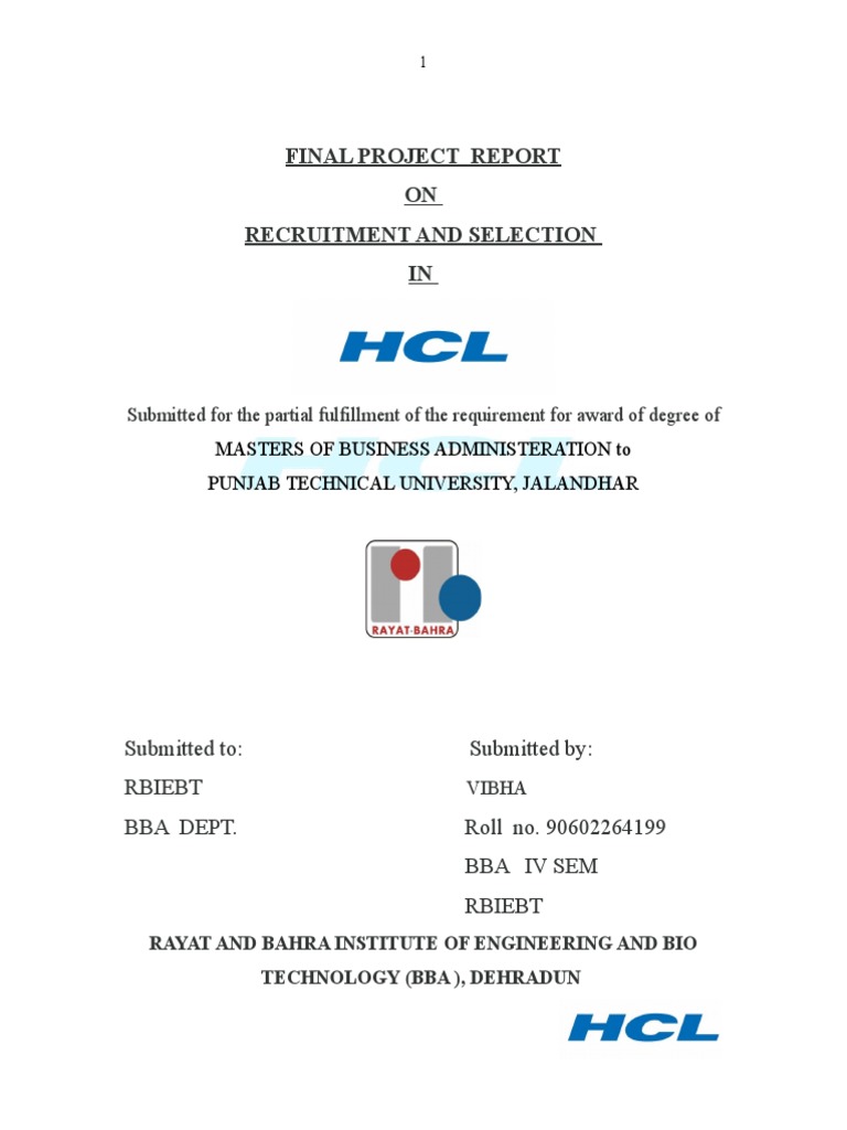HCL Project | PDF | Recruitment | Programmer