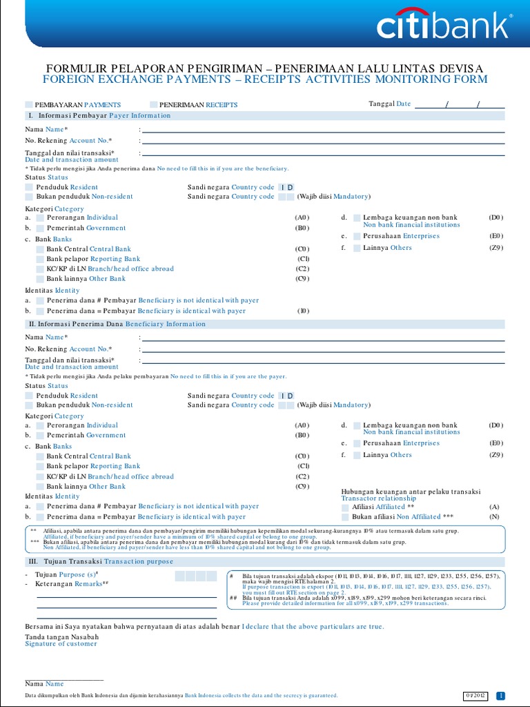 Foreign Exchange Reporting Form | PDF | Money | Banking