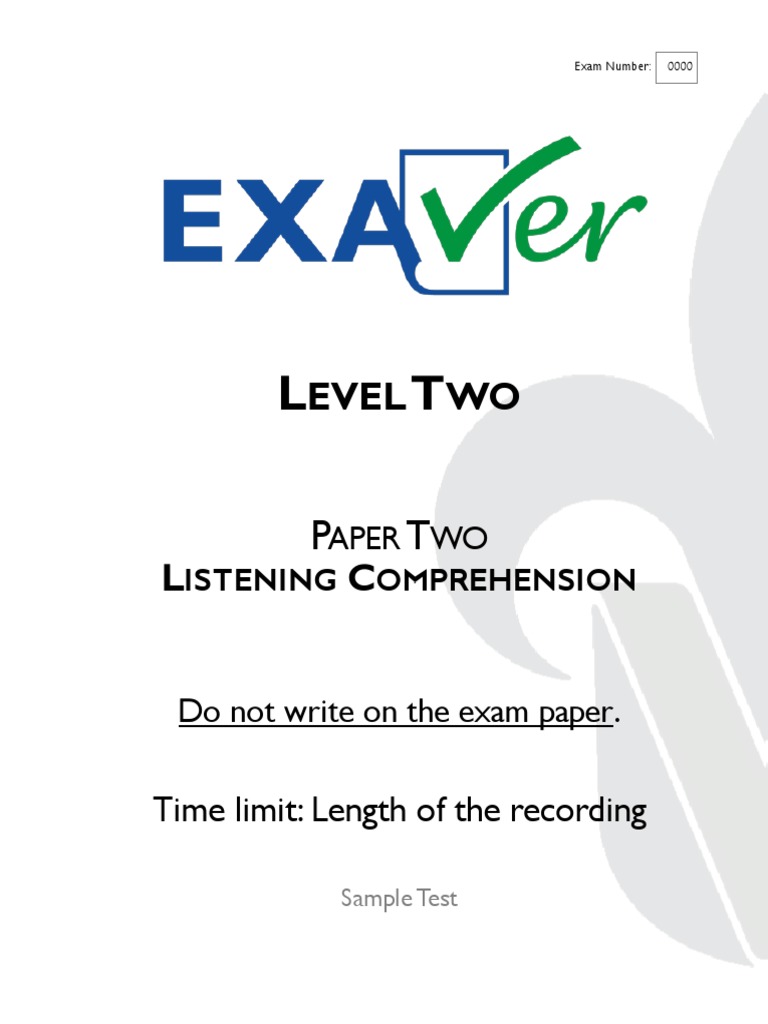 EXAVER 2 Paper 2 Sample Test July 2019 Final Version | PDF