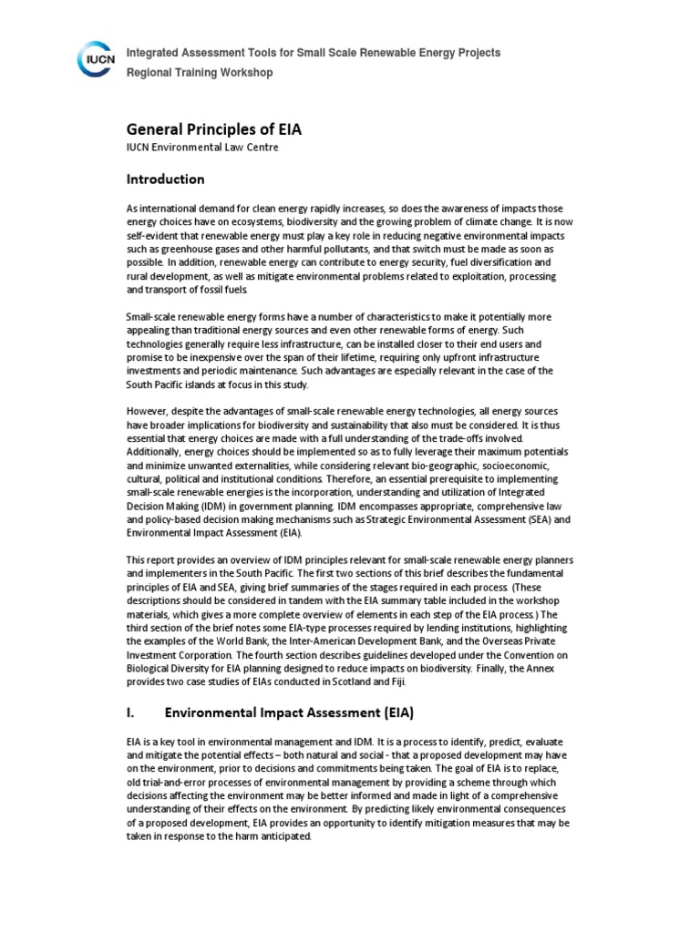 General Principles of EIA: Environmental Law Centre | PDF ...