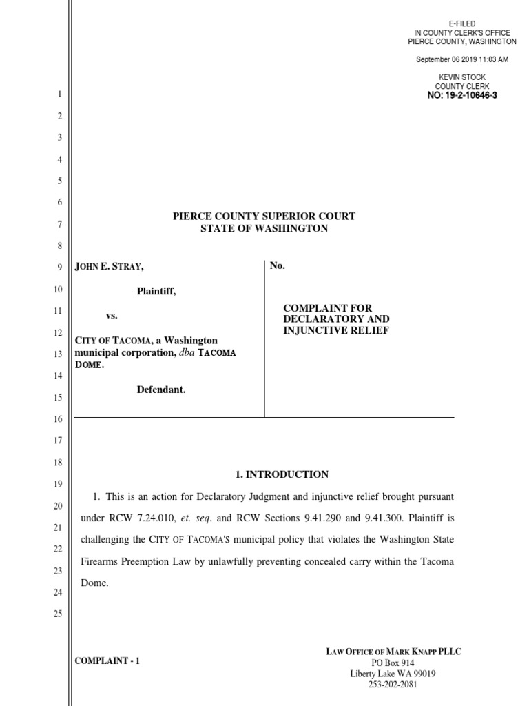 Complaint For Injunctive Relief 53801828 | PDF | Concealed Carry In The ...