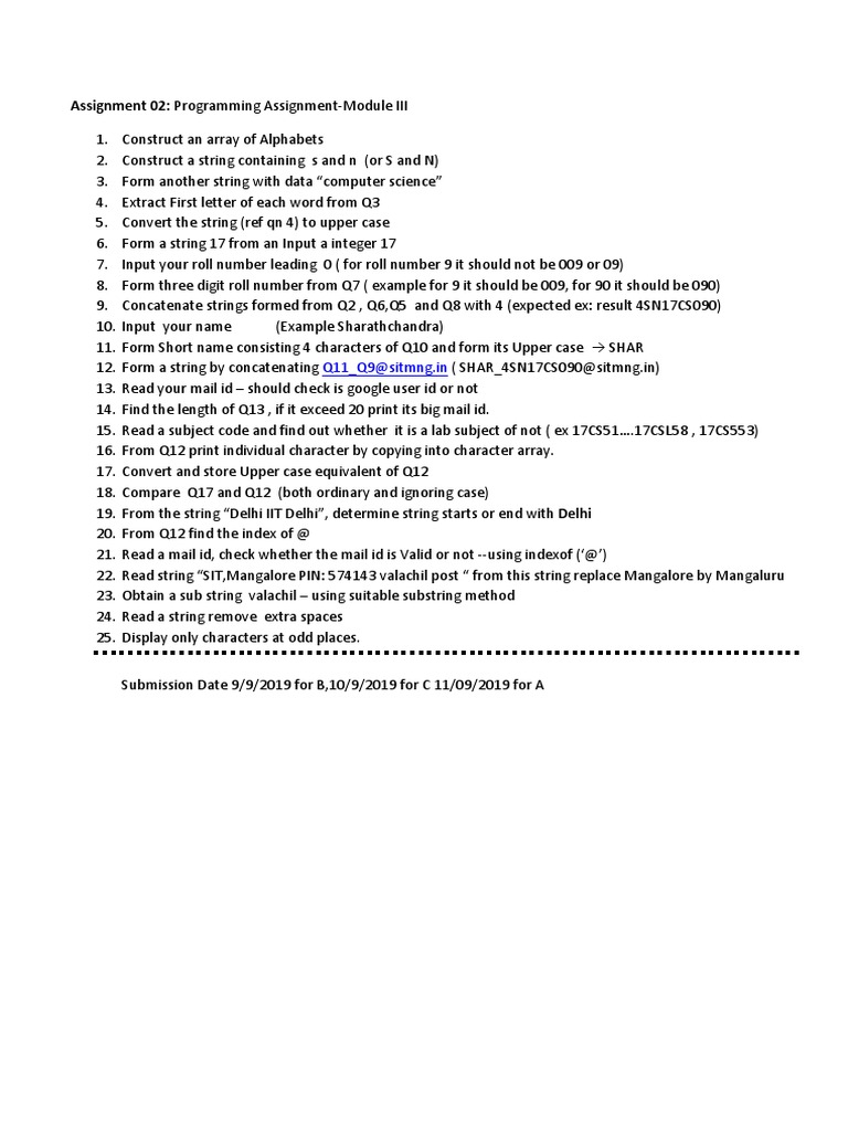 Assignment 02: Programming Assignment-Module III: Q11 - Q9@sitmng - in ...