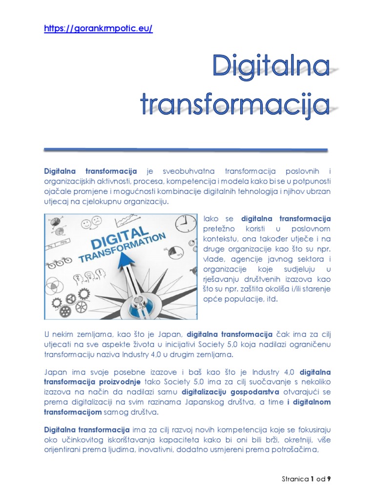 Goran Krmpotic - Digitalna Transformacija Poslovanja - v1 | PDF