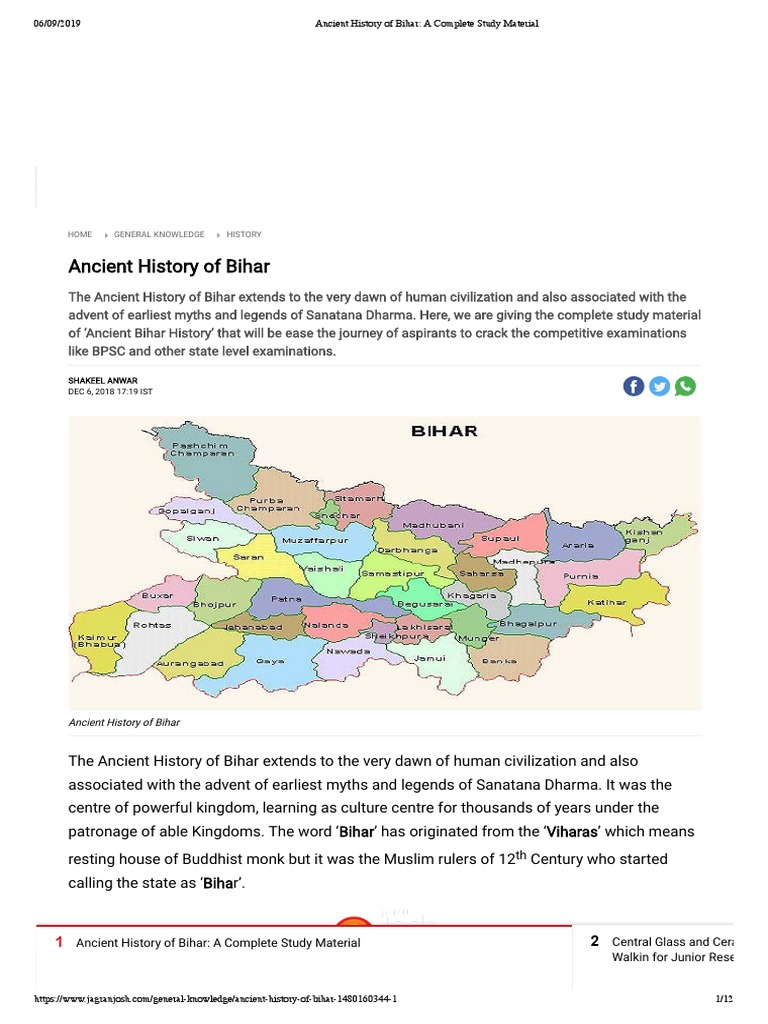 Ancient History of Bihar - A Complete Study Material | PDF | Indian ...