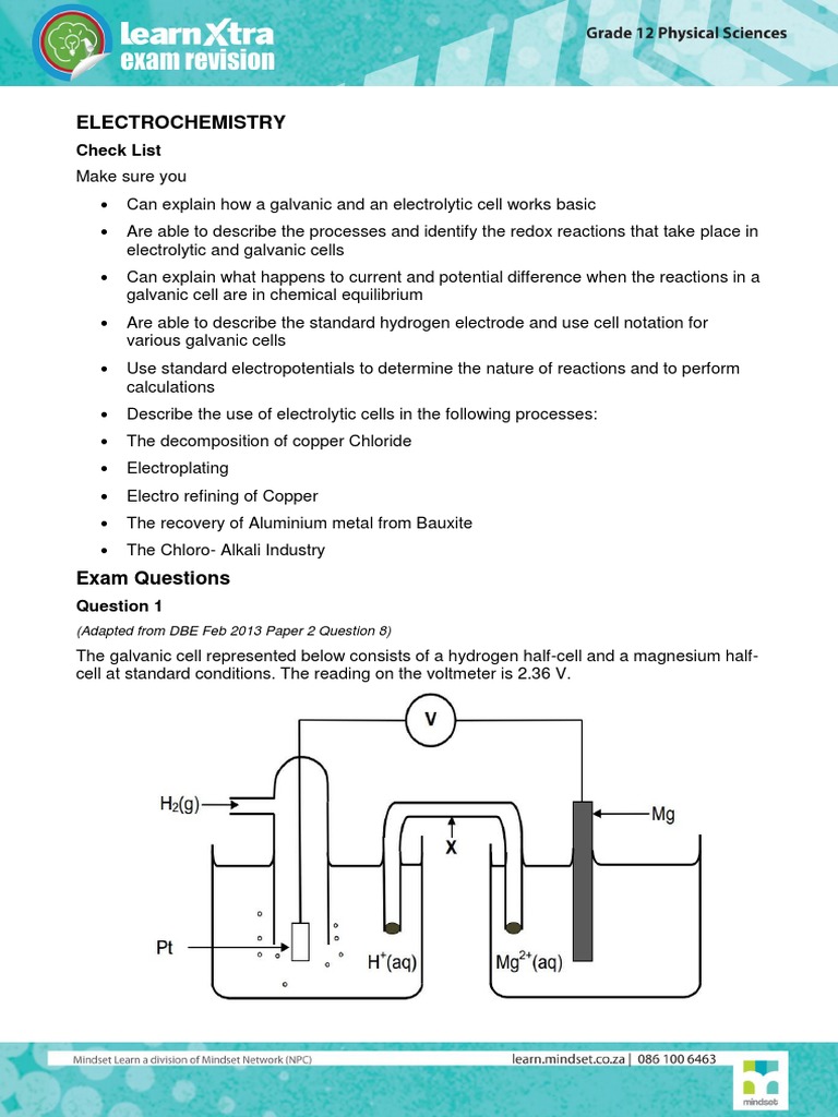 Electrochemistry: Check List | PDF | Electrochemistry | Redox