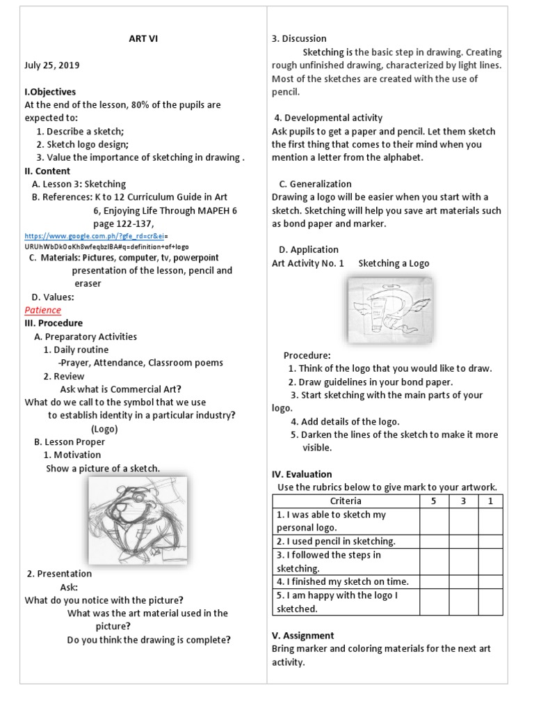 Lesson 3 Sketching A Logo | PDF | Drawing | Logos