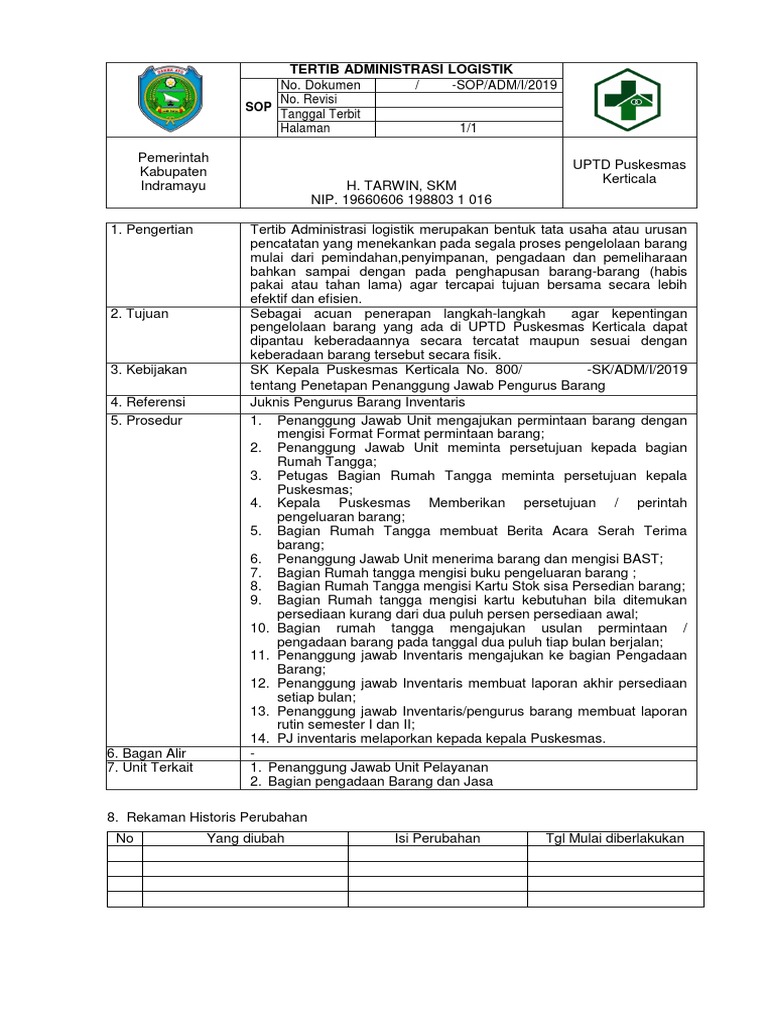 SOP Tertib Administrasi Logistik | PDF