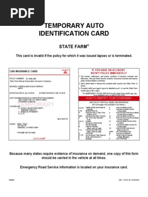 State Farm Insurance Card Template