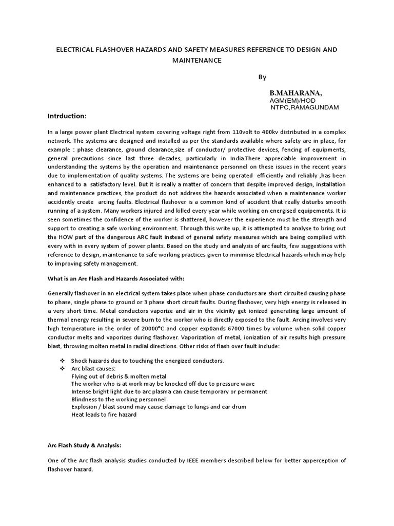 Electrical Flashover Hazards and Safety Measures | PDF | Fuse ...