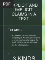 19 - Explicit and Implicit Claims in A Text | PDF | Information
