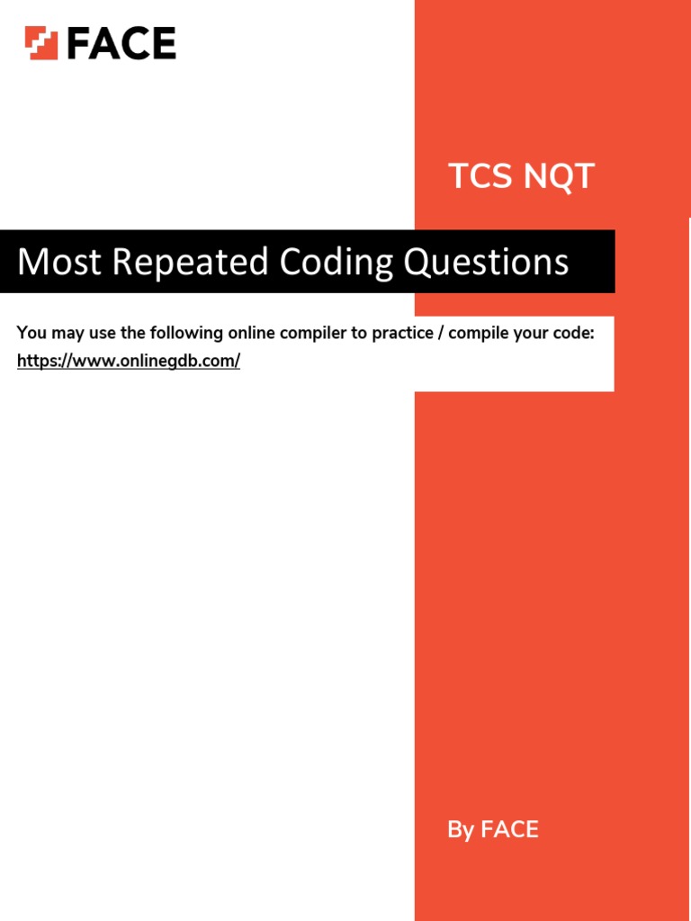 Most Repeated Coding Questions: Tcs NQT | PDF | Computers Most Repeated Coding Questions: Tcs NQT | PDF | Computers