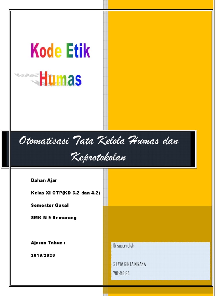 Bahan Ajar KD 3.4 Kode Etik Humas | PDF