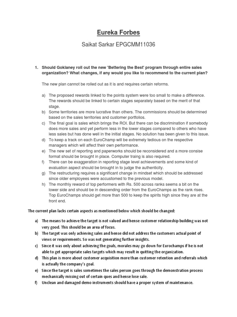 Eureka Forbes Case Study | PDF | Employee Retention | Cognition