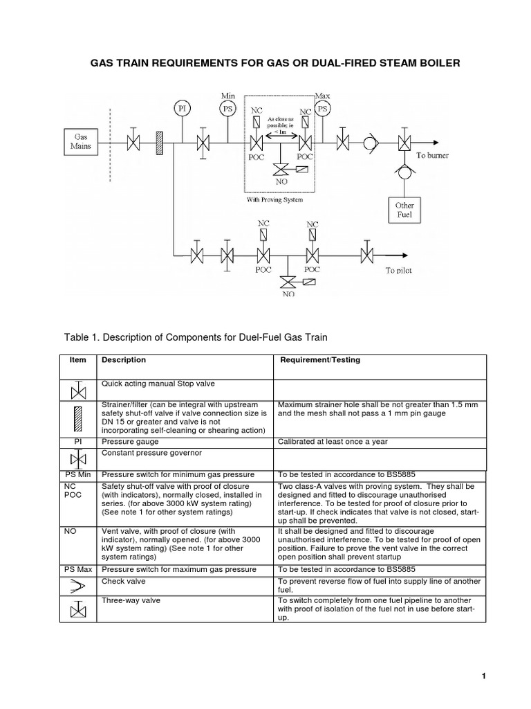 Gas Train Requirements For Gas or Dual Fired Steam Boiler PDF ...