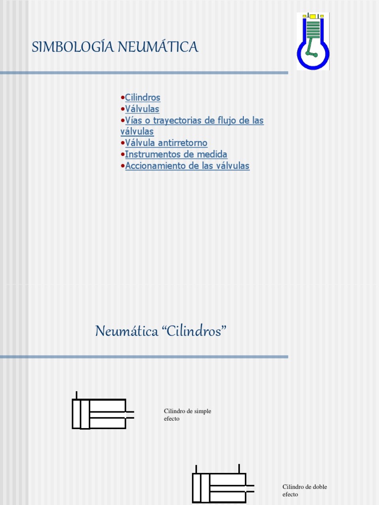 Símbolos y componentes básicos de la neumática | PDF | Neumática | Líquidos