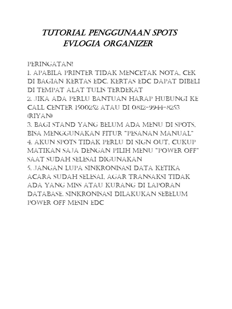 Tutorial Penggunaan Spots | PDF
