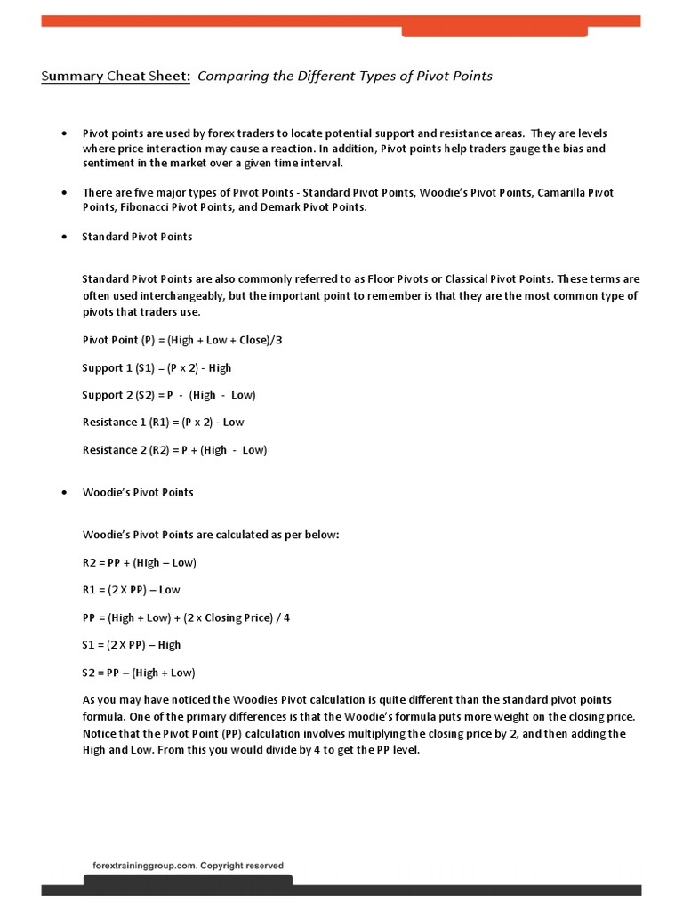 Comparing The Different Types of Pivot Points PDF | PDF | Technical ...