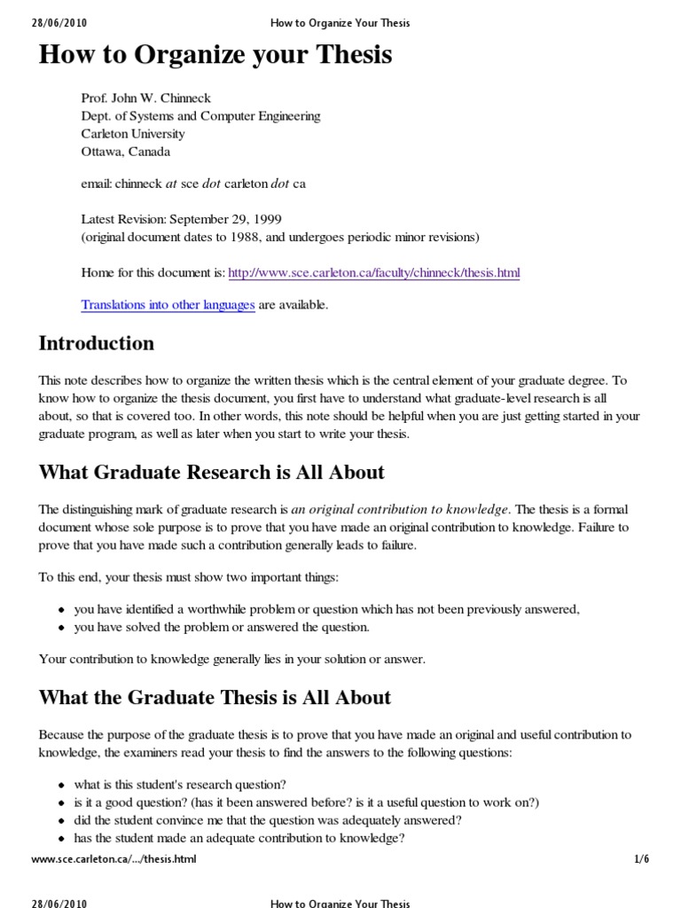 How To Organize Your Thesis | PDF