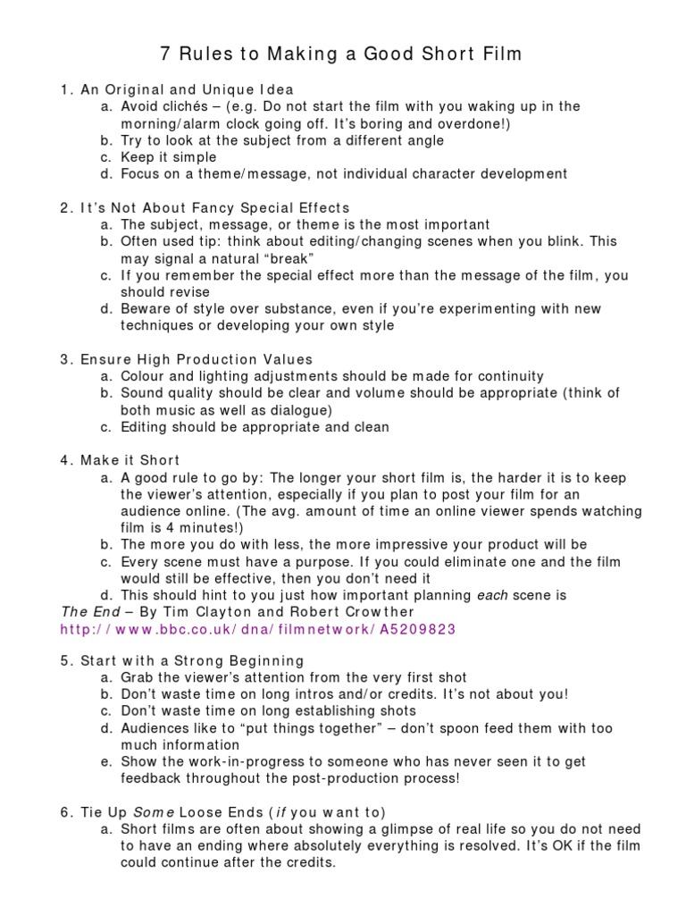 7 Rules For A Good Short Film PDF | PDF | Career & Growth | Home & Garden