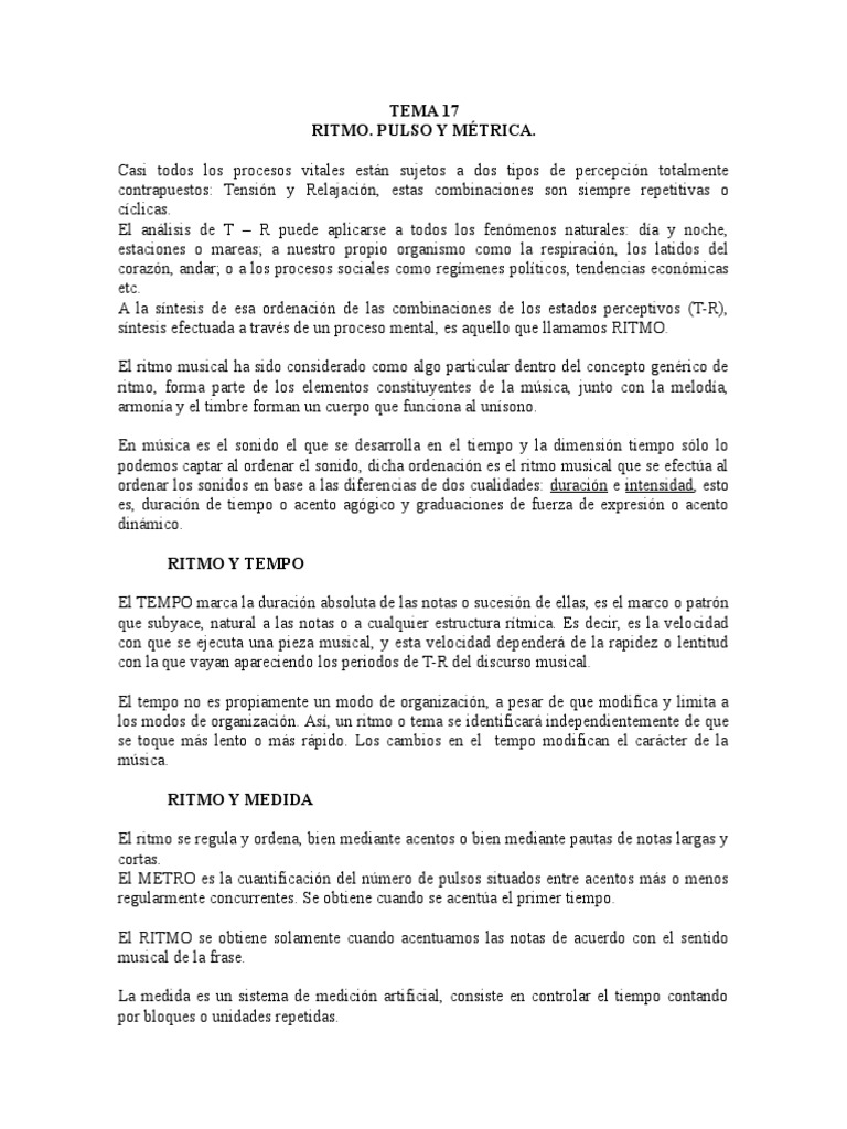 Tema 17 | PDF | Ritmo | Tempo