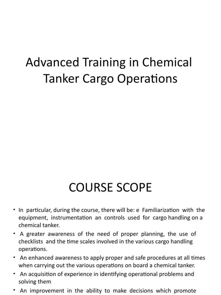 Advanced Training in Chemical Tanker Cargo Operations | PDF | Oil ...