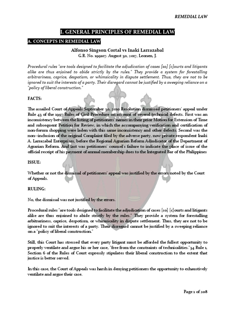 2017 Case Digests - Remedial Law | PDF | Summary Judgment | Burden Of Proof (Law)