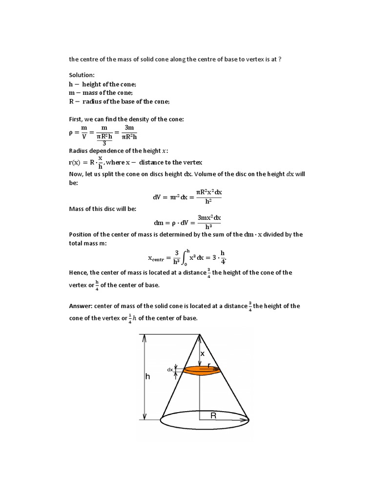 Center of Mass of a Solid Cone | PDF