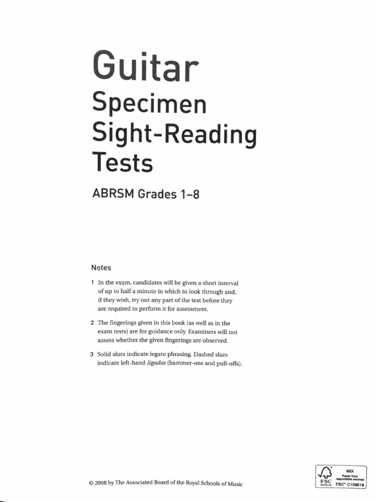 Guitar - Specimen Sght-Reading Tests 1-8 PDF | PDF