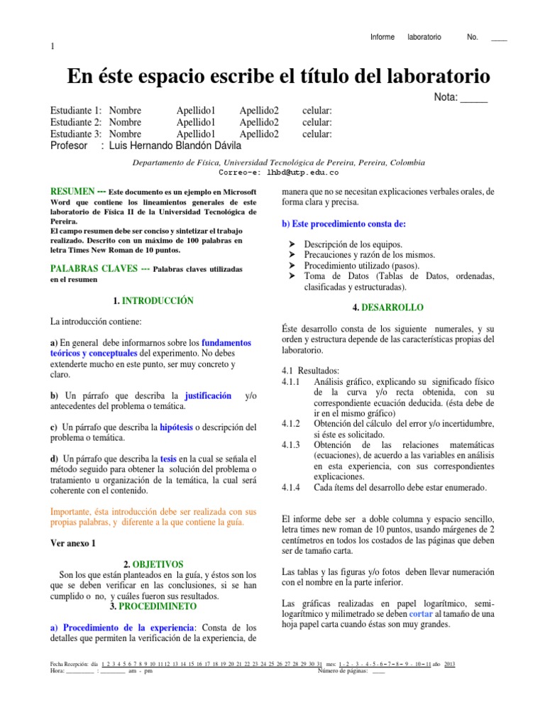 Formato Lab Fisica | PDF | Laboratorios | Física