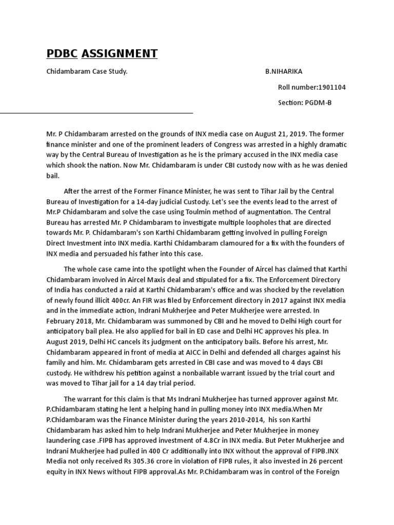 Chidambaram Case Study | PDF | Misconduct | Crime & Violence