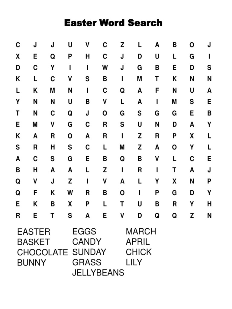 Easter Word Search Puzzle Printable | PDF