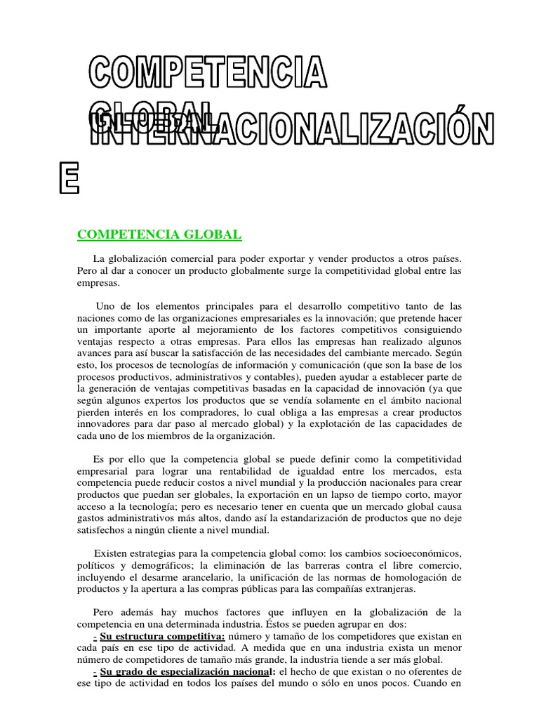 Competencia Global | PDF | Exportaciones | Mercado (economía)