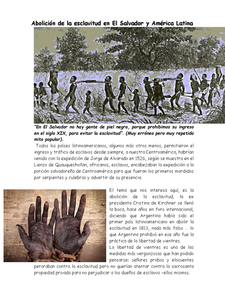 Abolición de La Esclavitud en El Salvador y América Latina | PDF ...