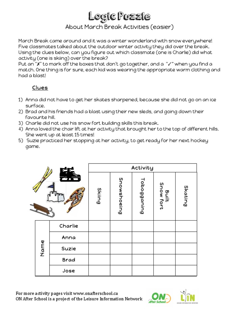 Logic Puzzle Easier - 0 PDF | PDF | Snow | Winter