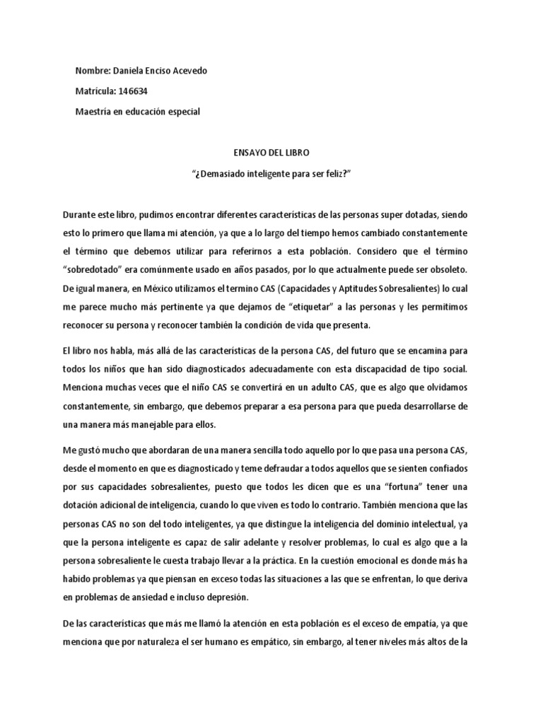 Ensayo CAS Final | PDF | Adultos | Inteligencia
