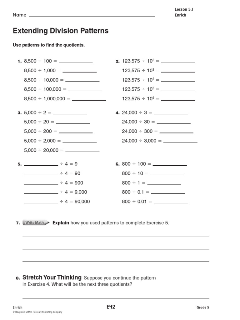 5th Grade ENR Chapter5CC PDF | PDF | Division (Mathematics) | Teaching ...