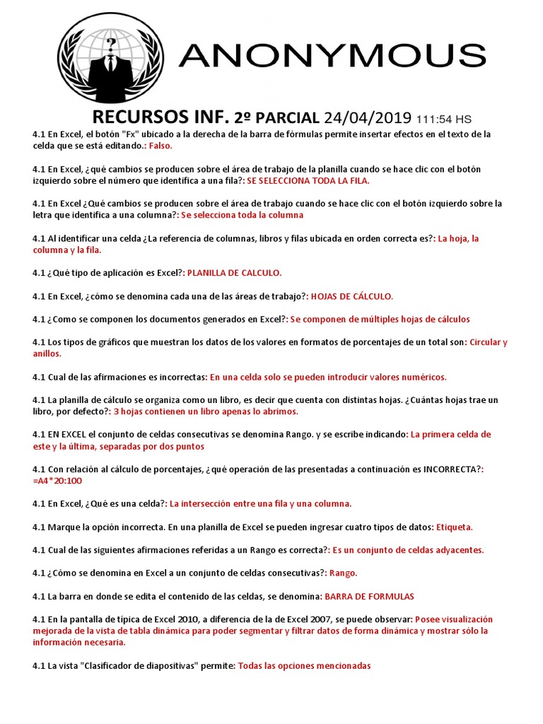 Recursos Inf Segundo Parcial | PDF | Microsoft PowerPoint | Microsoft Excel