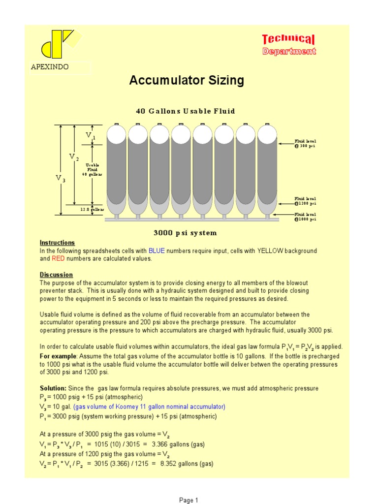 Accumulator Sizing for Subsea BOP Stack | PDF | Pressure | Volume