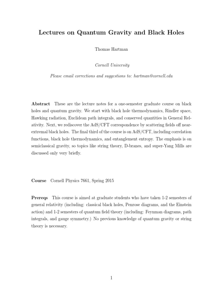 Quantum Gravity Lectures | PDF | Quantum Field Theory | Gauge Theory