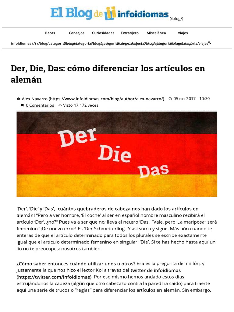 Der, Die, Das - Cómo Diferenciar Los Artículos en Alemán | PDF | Género ...