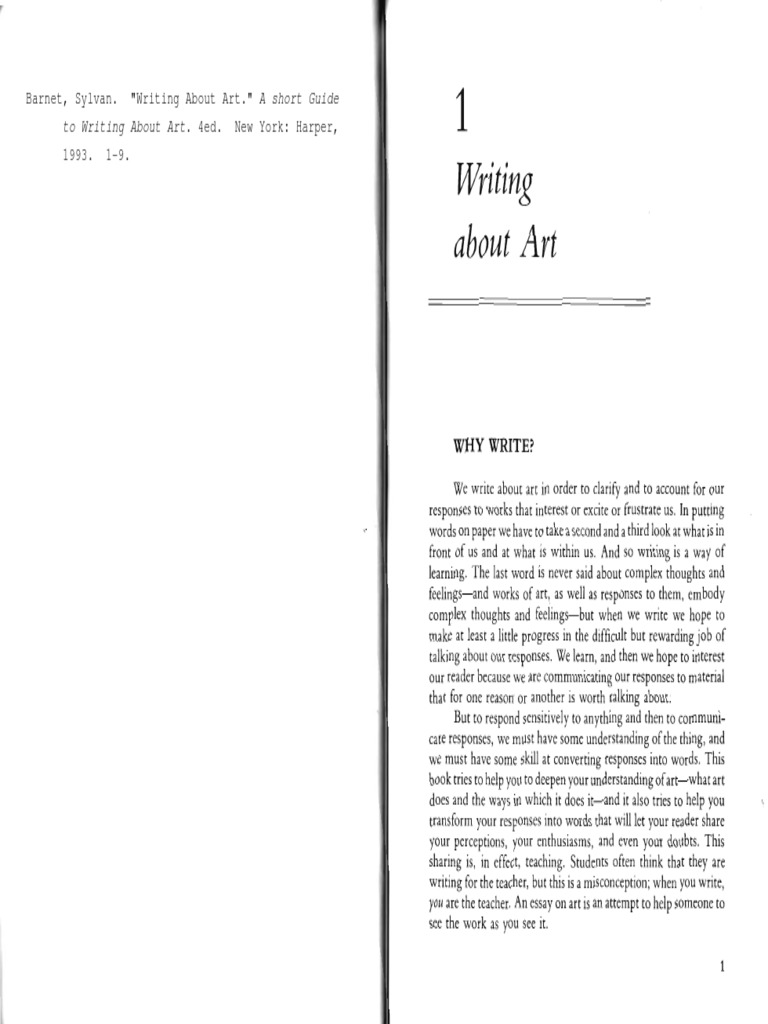 01 - Sylvan Barnet - Writing About Art PDF | PDF