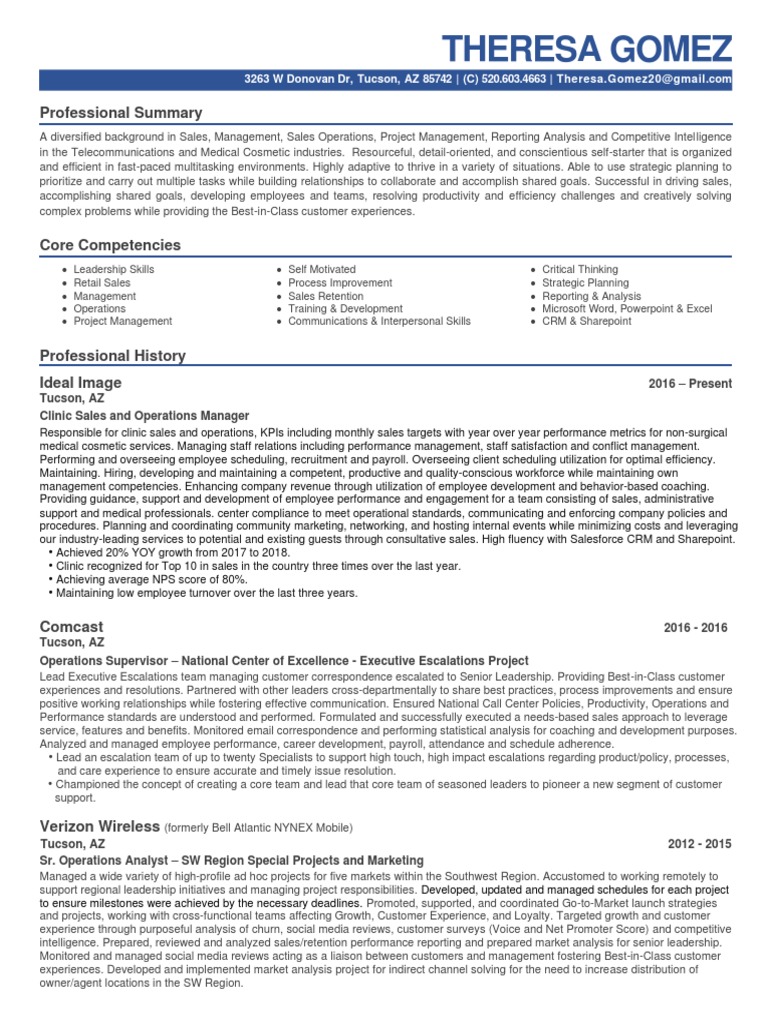 T Gomez Resume | PDF | Verizon Communications | Retail